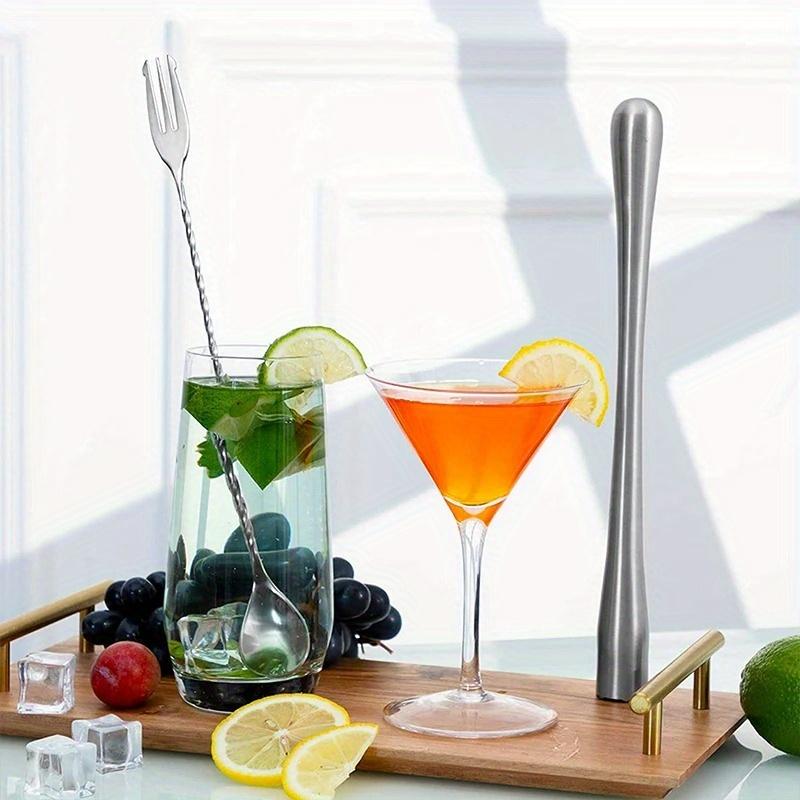 2Pcs/set Stainless Steel Cocktail Muddler with Bar Mixing Spoon ...