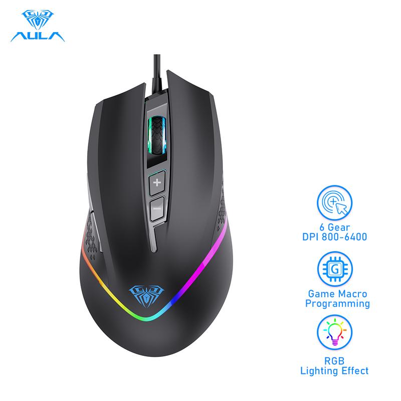 AULA F805 RGB Gaming Mouse 6400DPI Wired Backlit USB Compute - TikTok ...