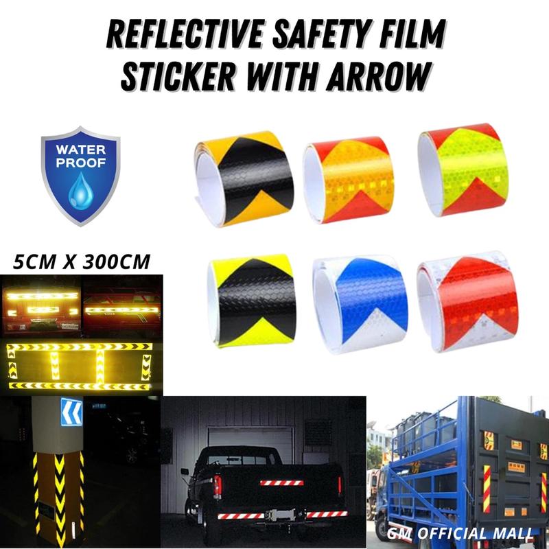 ULTRA REFLECTIVE ARROW STICKER TAPE Safety Film Waterproof Cone ...