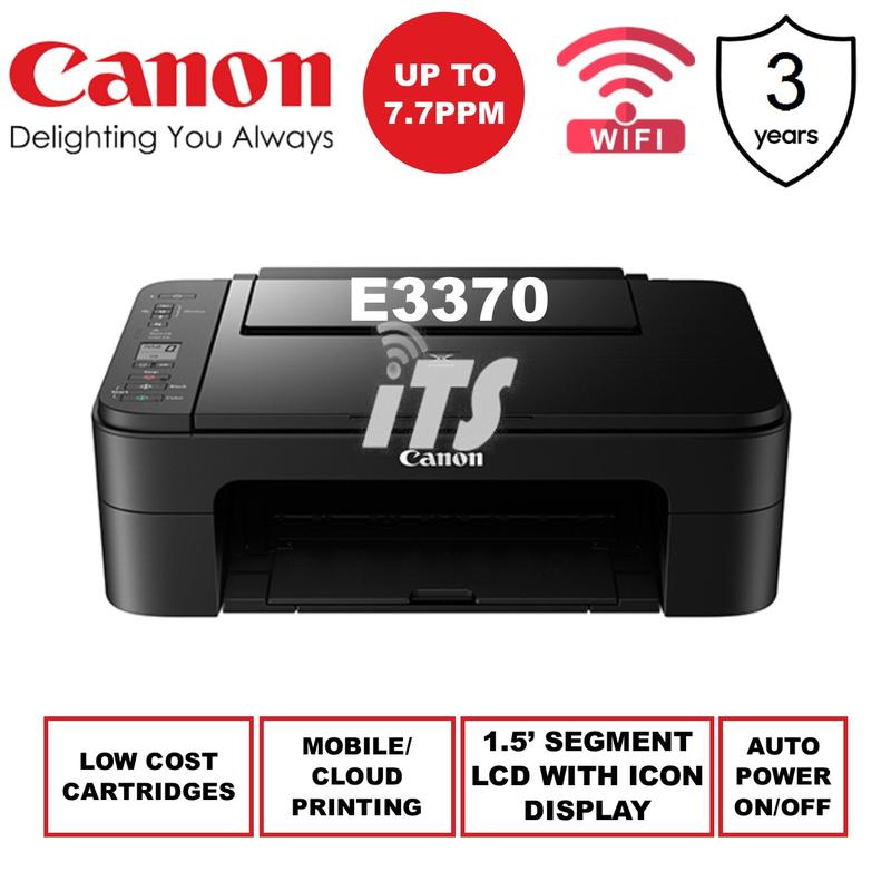 Canon PIXMA E3370 Compact Wireless All-In-One Printer (Black/Red ...