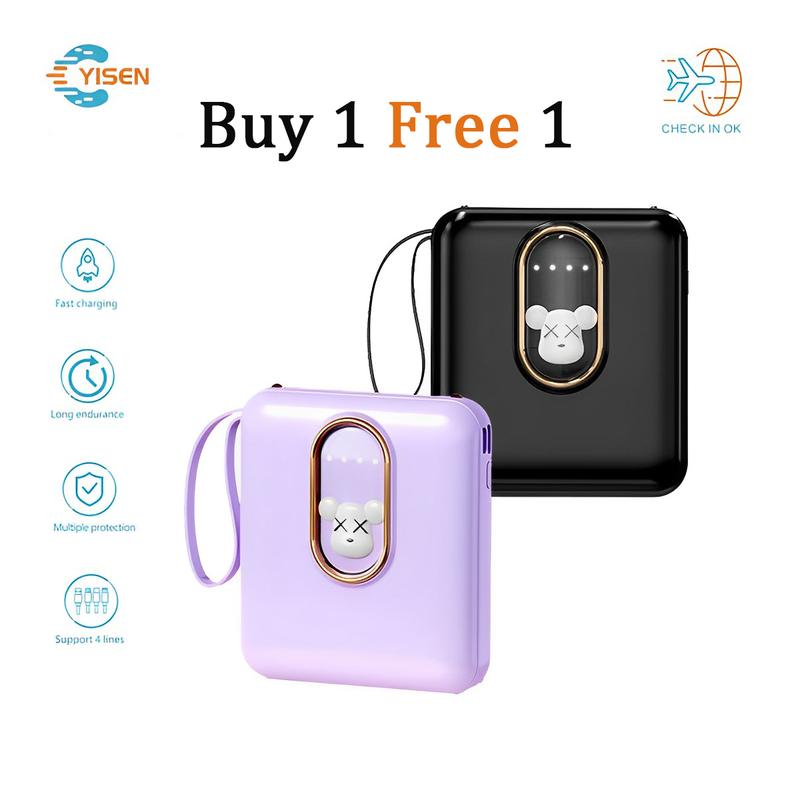 【Buy 1 Free 1】Powerbank 20000mah Cute Cartoon Portable Power Bank With ...