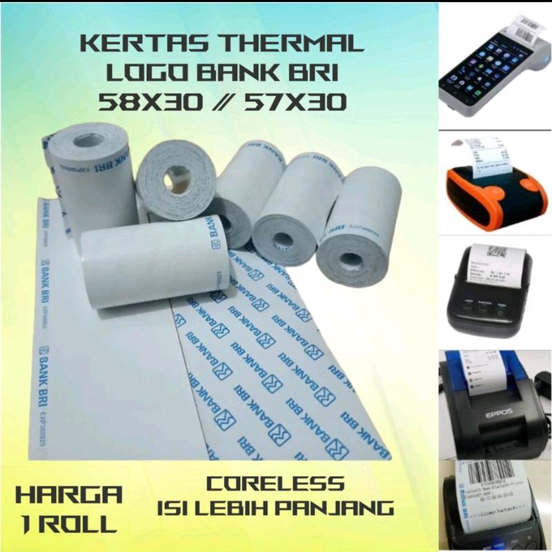 kertas struk Thermal 57/58x30 mm logo BRI paket 10 pcs/roll - Shop ...