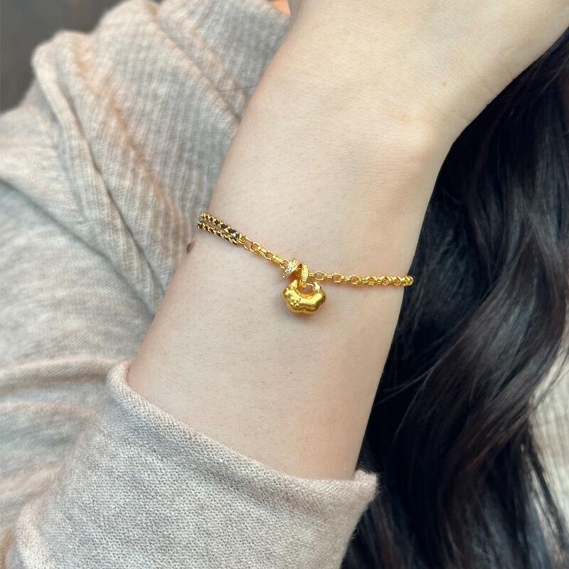 Ethnic Style Exquisite Peace Lock Gold Bracelet for Women Fashion ...