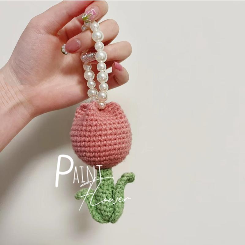 Tulip crochet flower Keychain for Couples friendship gift fo - TikTok ...