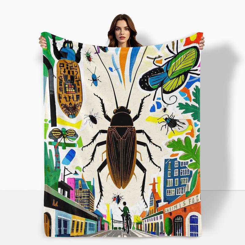 Urban Cockroach Design Blanket With Collage Art Street Scene - TikTok Shop