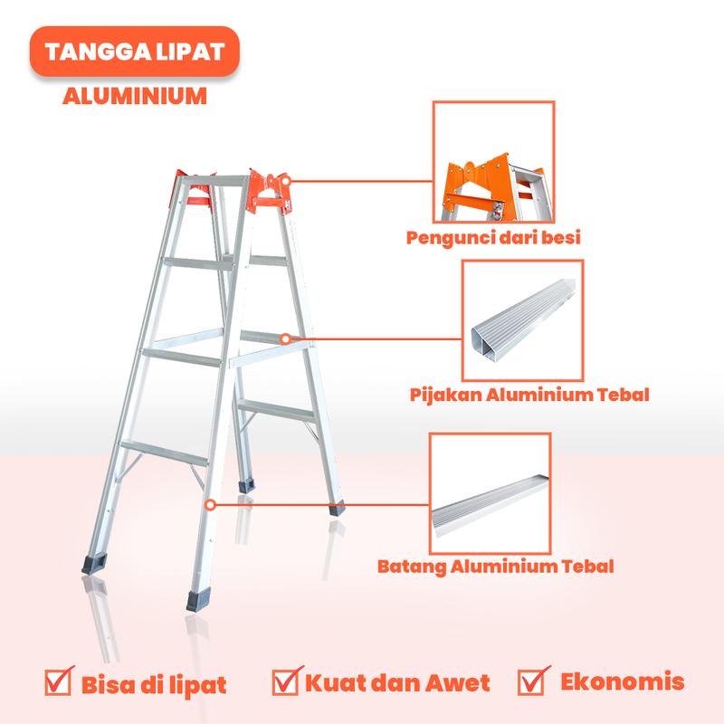 Tangga Lipat Aluminium Besar Multifungsi Tinggi 2,5 Meter Anti Karat ...