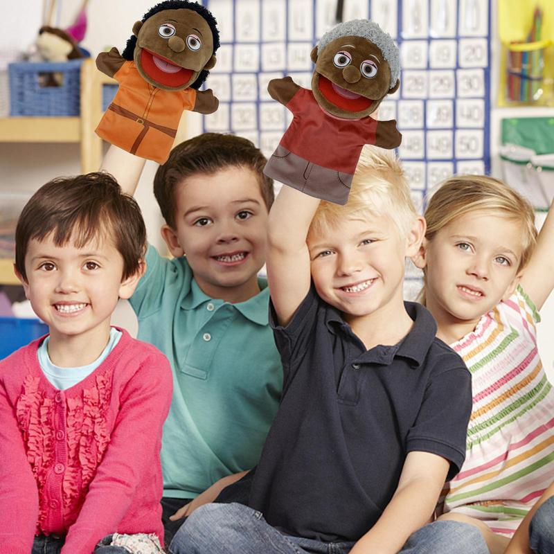Family Hand Puppets Black Puppets for Kids 6pcs 28cm Multicultural ...