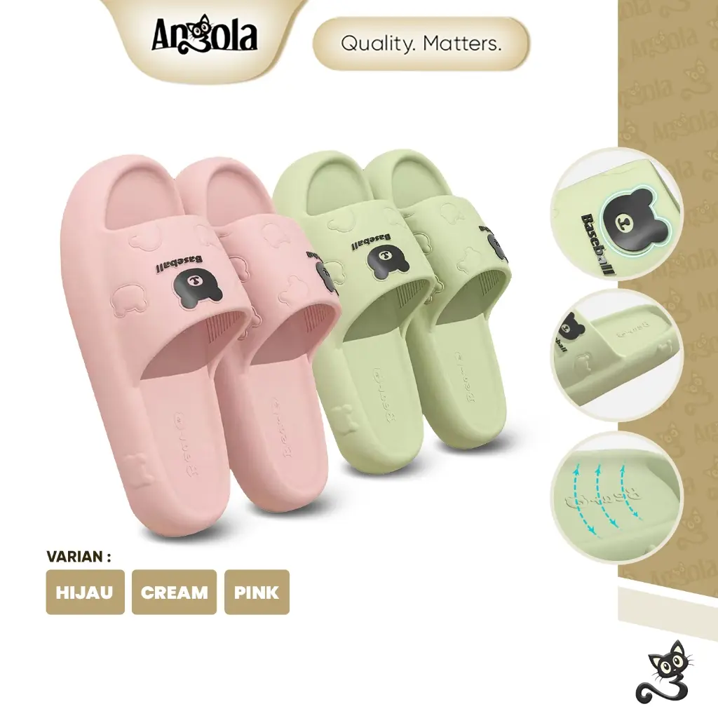 ANGOLA Sandal Slip On Wanita Pria H48A Sendal Santai / Sendal Rumah ...