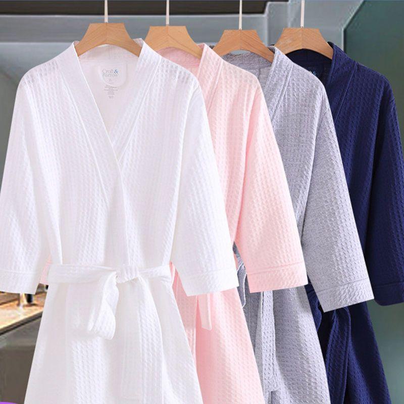 Spring and Autumn Thin Robe Loose Waffle Men's and Women's Bathrobe ...