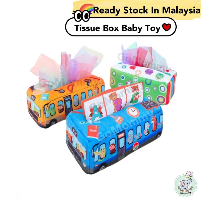 Tissue Box Toys Baby Cloth Book Mainan Bayi Holder Sensory Montessori ...