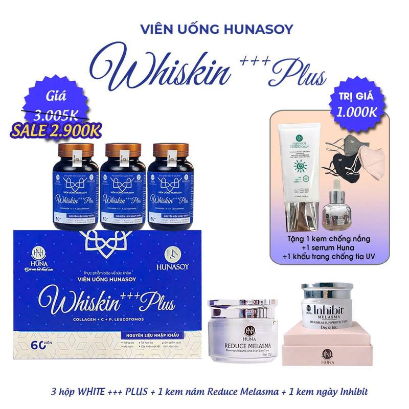 [HNS HUNASOY] Combo 3 hộp viên uống whiskin plus + bộ kem ngày - TikTok ...