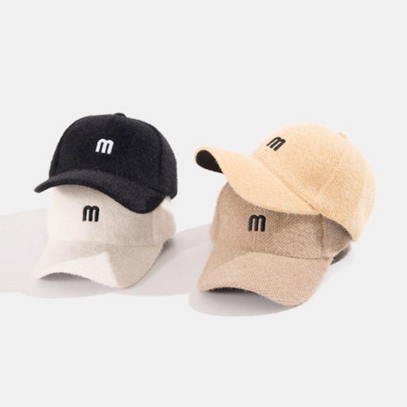 Embroidered small M hat Korean version of all matching thin curved ...