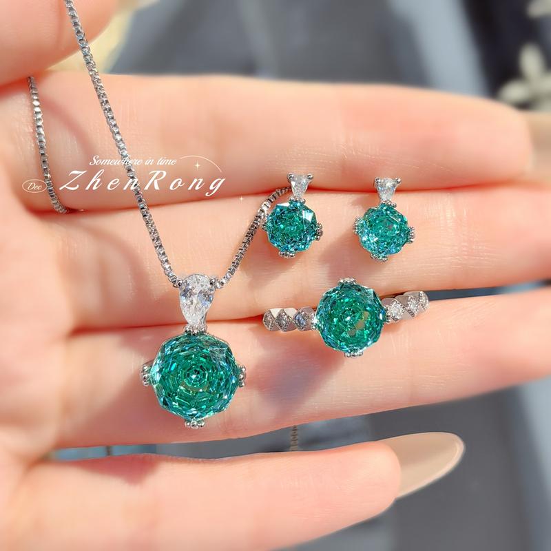Octagonal Millennium Rose Cut Paraiba Necklace Pendant Inlai - TikTok ...