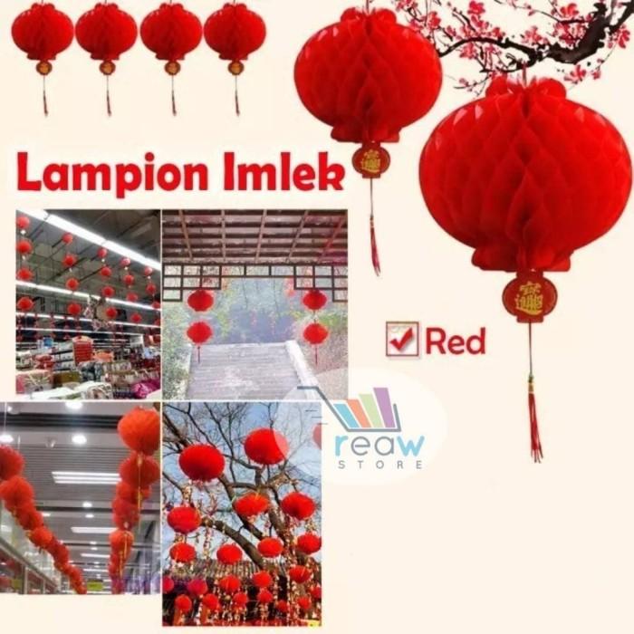 Lampion Gantung Plastik Bulat Honeycomb Merah Dekorasi Imlek - Shop ...