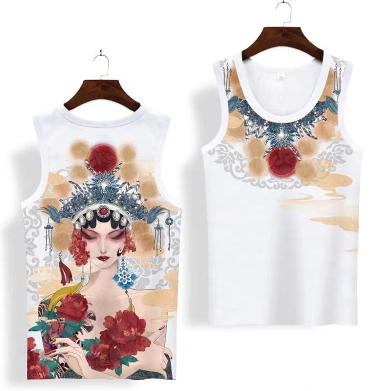 New Chinese Style Peking Opera Mask Print Sleeveless T-Shirt - TikTok ...