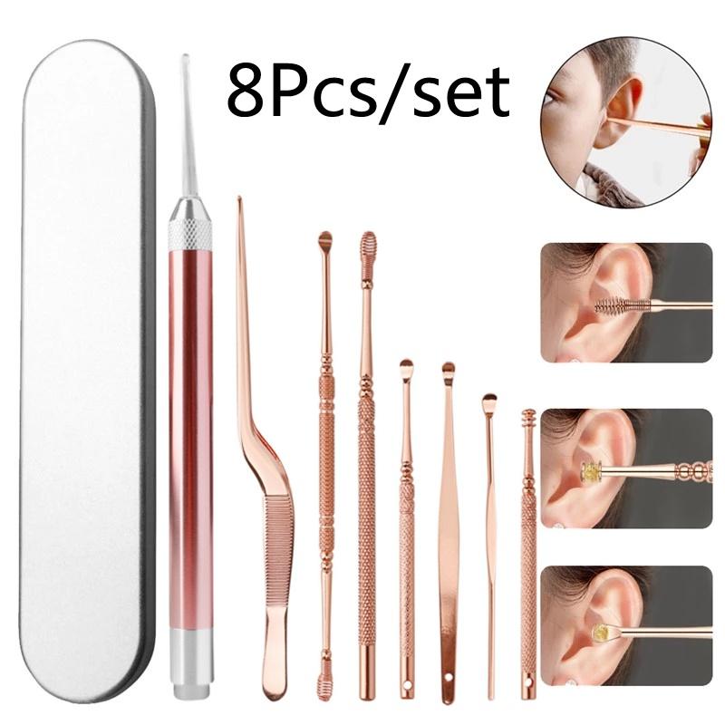 8 Pcs/Set Stainless Steel Ear Wax Picker Ear Wax Removal Too - TikTok ...