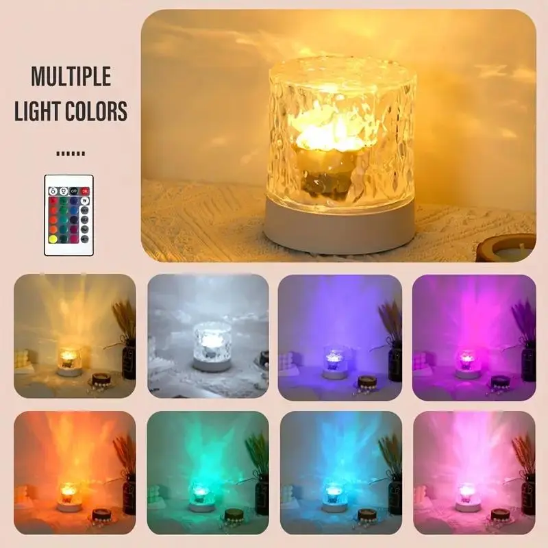 Rotating Water Pattern LED Night Light, 1 Piece Color-Changing Flame ...