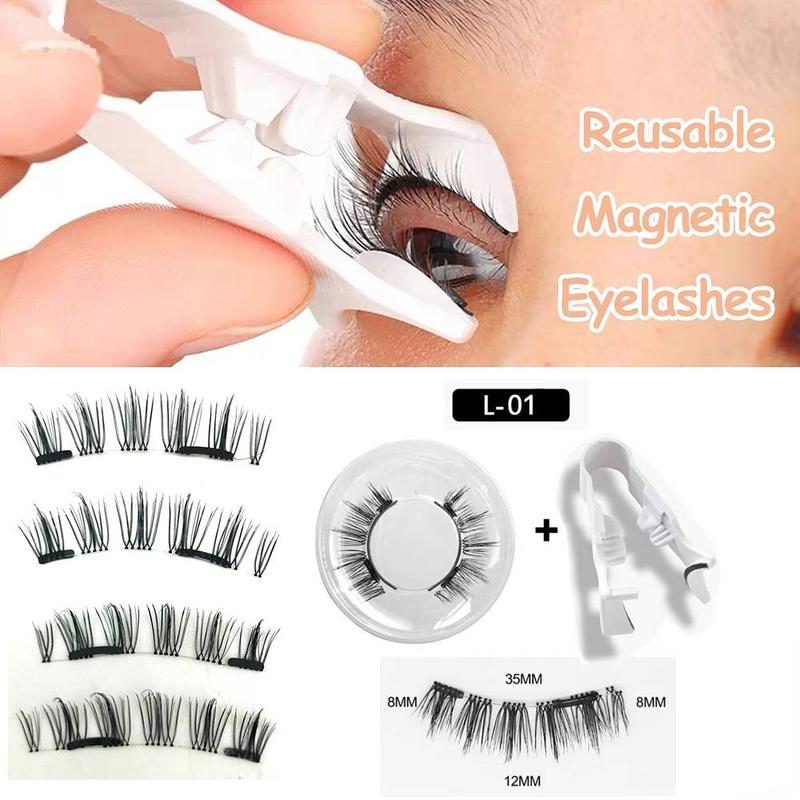 (1 pair) 3D Magnetic False Eyelashes With Clip Reusable Natural ...