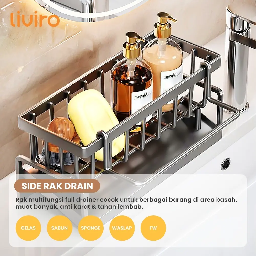 Liviro Rak Spons Sabun Cuci Piring Wastafel Rack Sponge Kain Lap Cucian ...