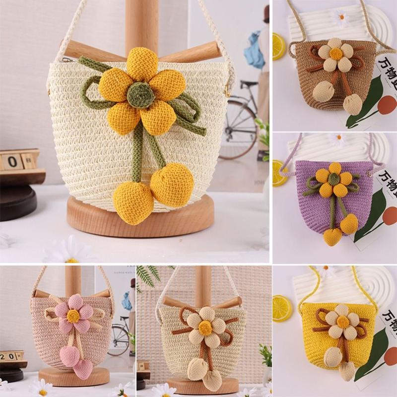 Beg Jerami Bunga, Reka Bentuk Comel, Saiz Mini, Berwarna-warni ...