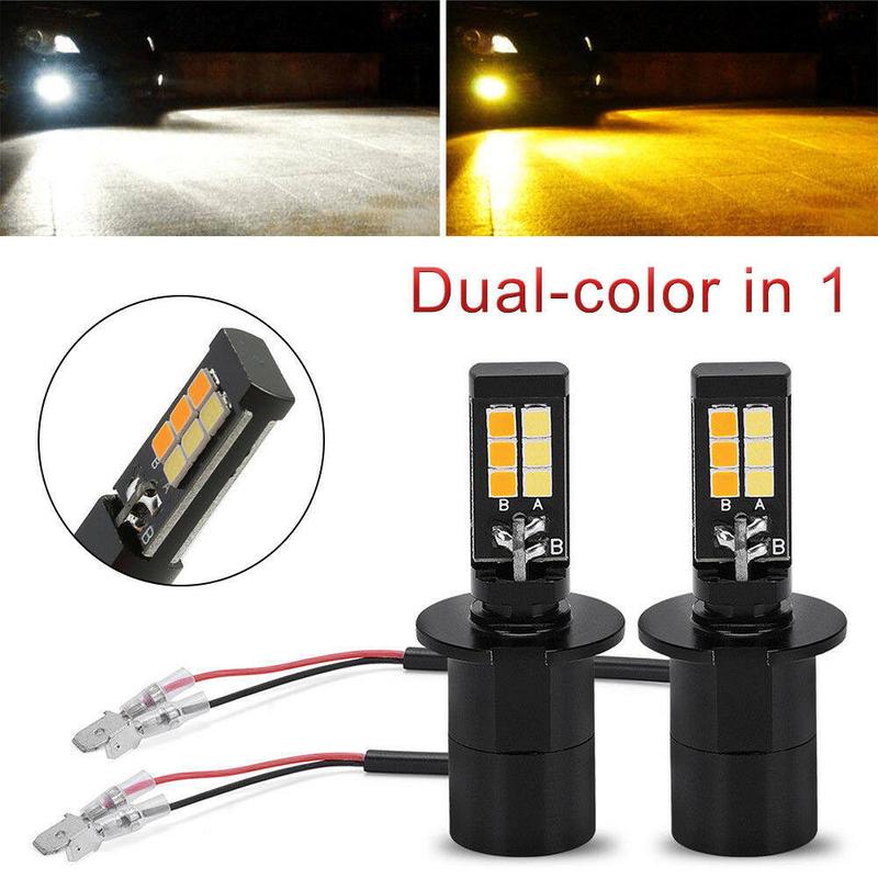 2PCS H3 Car LED Fog Light Bulbs 160W 2600LM White Yellow Dua - TikTok ...