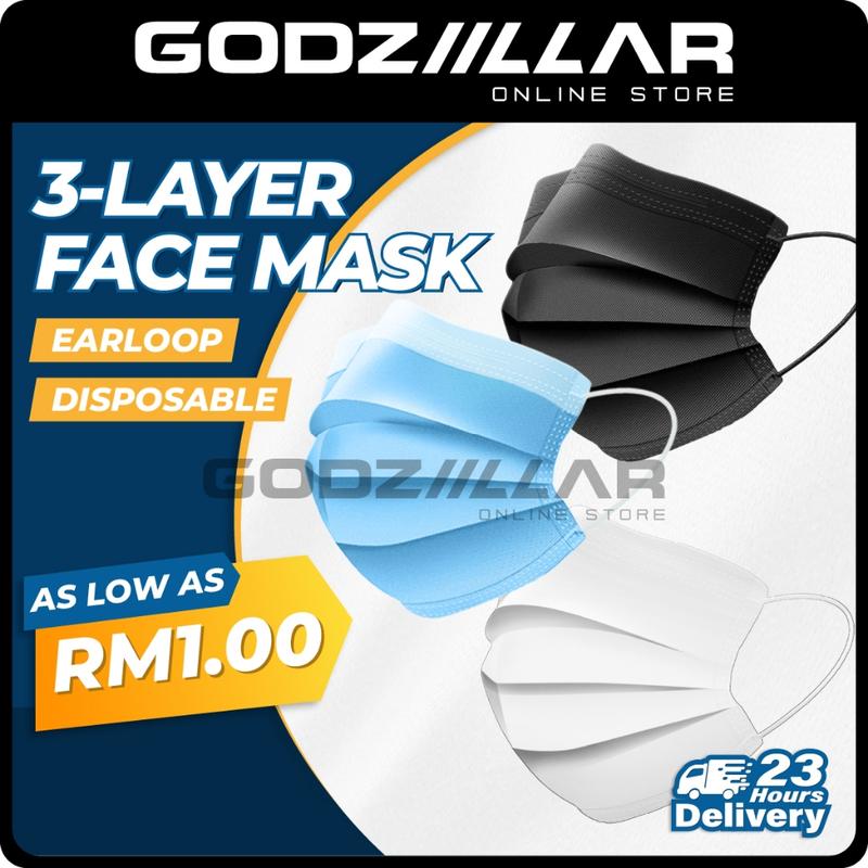 Topeng Muka 3 lapis, Gelung Telinga, Warna Biru / Hitam / Putih ...