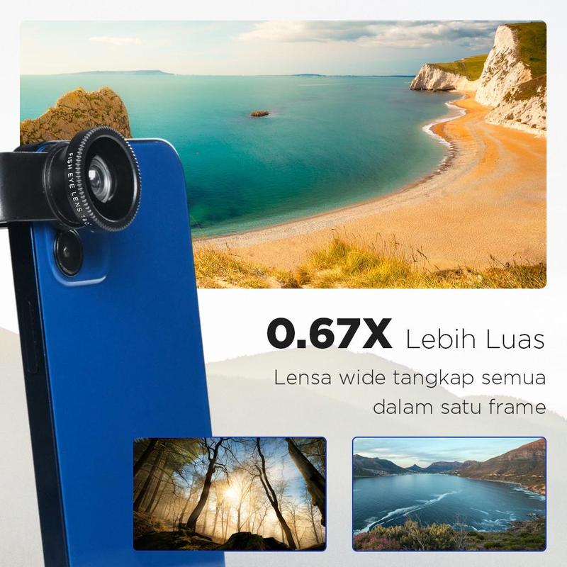 WS CUIMENG Lensa Tambahan Kamera HP 3in1 Fish Eye Macro Wide 0.67X ...