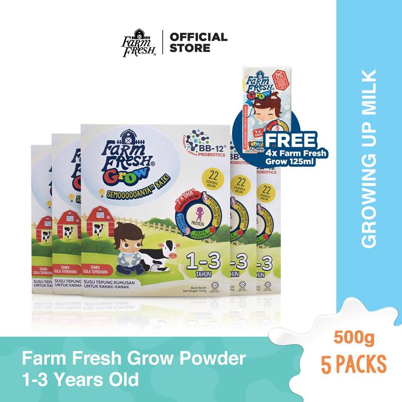 Farm Fresh Grow Powder 1-3 Years Old 500g x 5 Packs + Farm Fresh ...