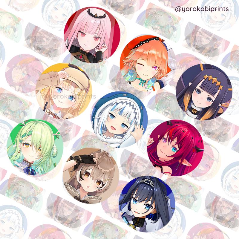 Hololive EN ID - HoloEN HoloID - Gura Ame Ina Fauna Kobo - Button ...