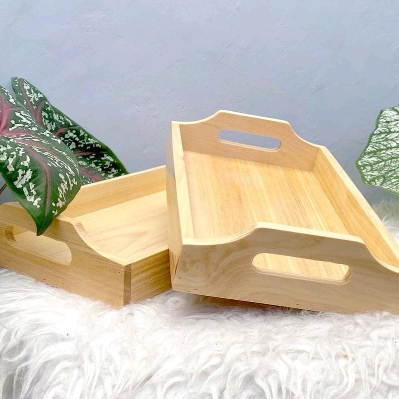 Nampan Baki Alas kayu / Tray kayu / Baki Kayu Pinus Lengkung - Shop ...