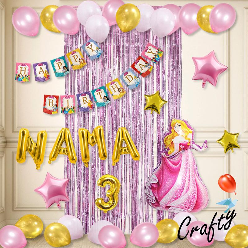 [PAKET] BIRTHDAY Set BANNER PRINCESS CURTAIN Dekorasi Pesta Ulang Tahun ...