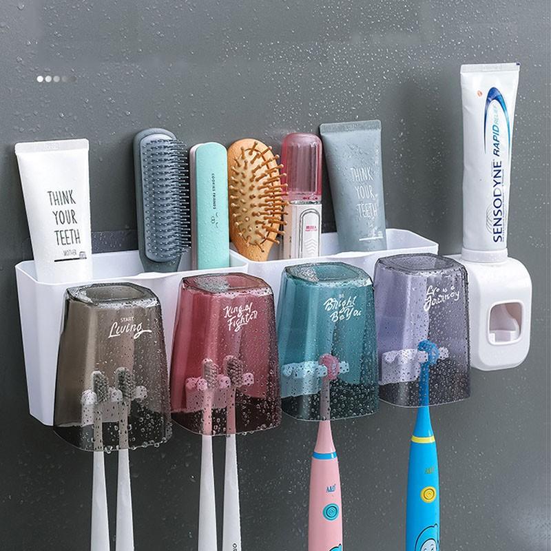 Toothbrush holder with toothpaste dispenser squeeze toothpaste - TikTok ...