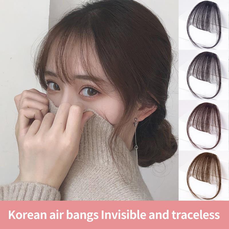 Korean Thin Air Bangs Hair Extension with Clip Natural Fake Bangs ...