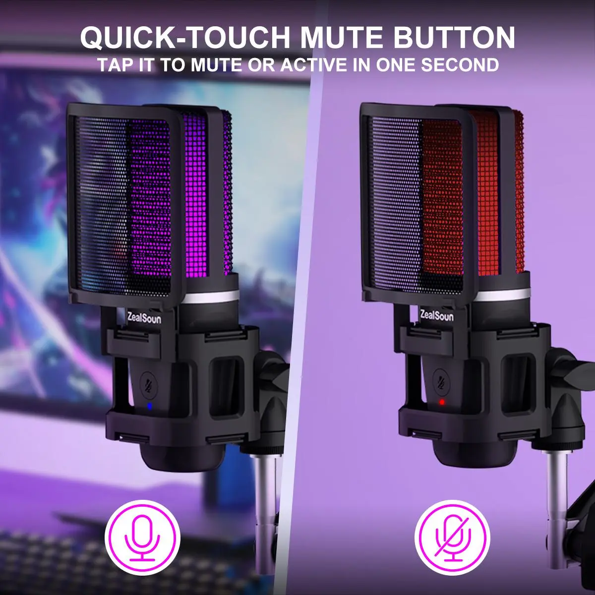 Multifunctional USB Gaming PC Microphone, 1 Set Computer Condenser ...