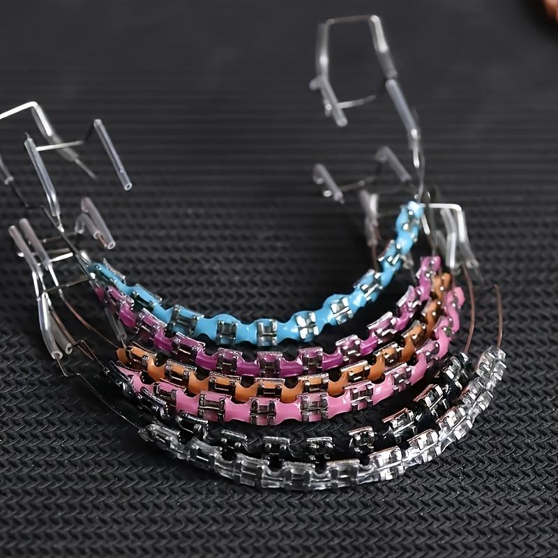 Pair of Fashionable Metal Bracket Teeth Decoration, Temporary Colorful ...