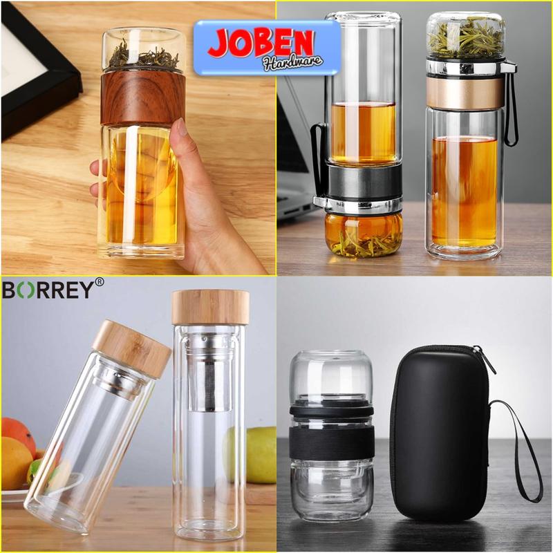 COD Botol Minum Kaca Infus Penyaring Teh Infuser Double Wall - Shop | Tokopedia