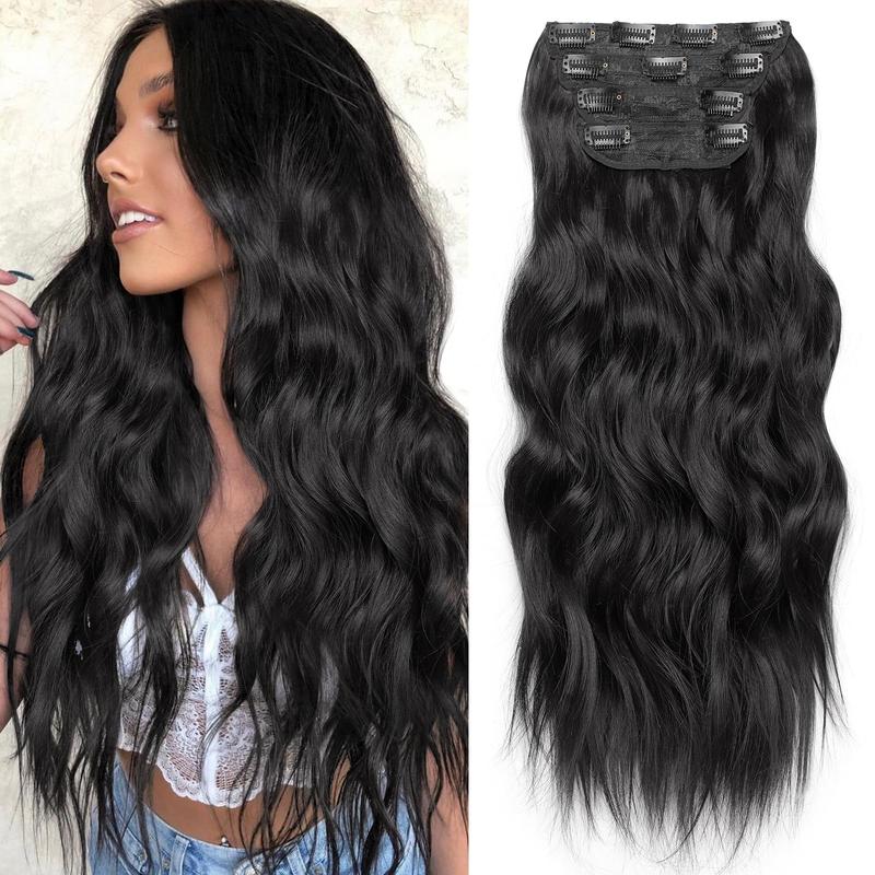 [ KooKaStyle ] Clip- in Synthetic Hair Extensions Long Wavy 4PCS ...