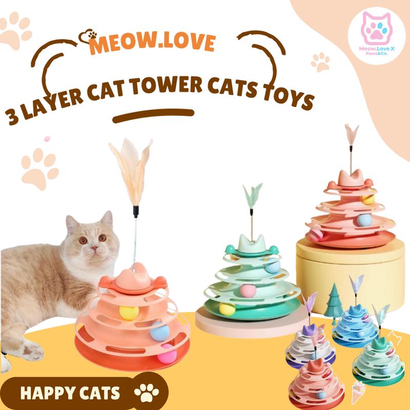 {Meow.Love} 3 layer Cat Tower Cats Toys Pet Toys Interactive Cat Toy ...