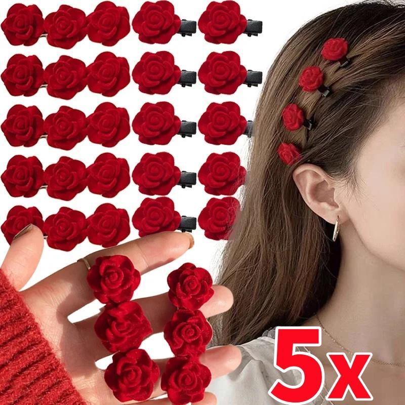 Klip Rambut Bunga Manis, Bahan Baldu, Rekaan Mawar, Gaya Fesyen ...