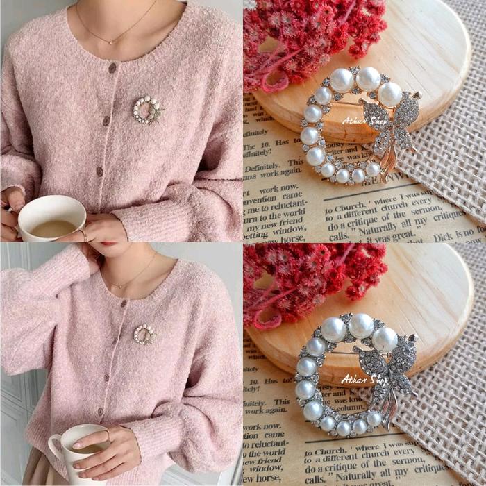 Jual COD Bros Mutiara Zircon Kupu-kupu Korea Style Warna Gold Dan ...