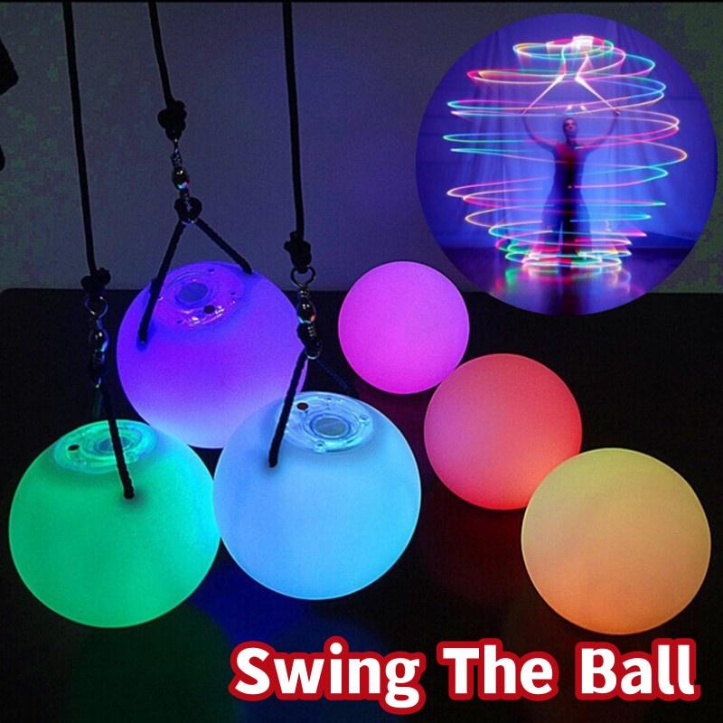 Poi Balls LED Glow Toy Light Up Balls Rainbow High Strobe Spinning ...
