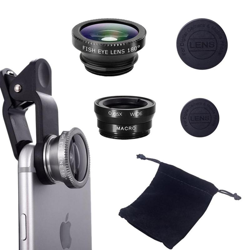 3in1 Fisheye Phone Lens 0.67X Wide Angle Zoom Fish Eye Macro Lenses ...