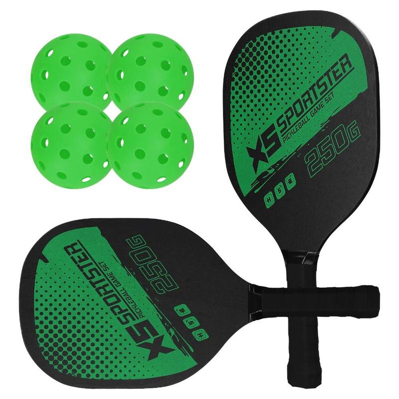 Portable 2 Rackets & 4 Pickleballs Pickleball Rackets Set Wooden ...