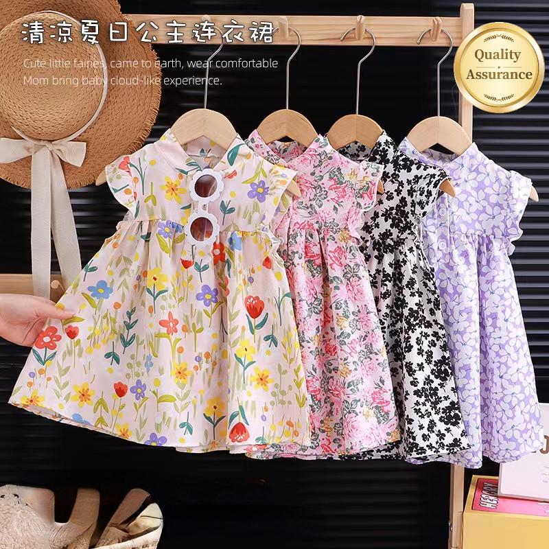 Gaun Bunga Comel, untuk Bayi Perempuan, Gaun Tanpa Lengan, Sesuai ...