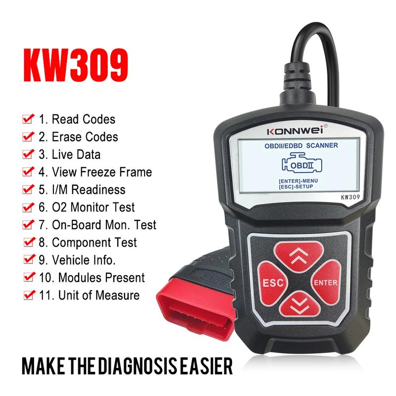 OBD1 Scanner Engine Fault Code Car Reader KW309 Automotive Scanner OBD2 ...