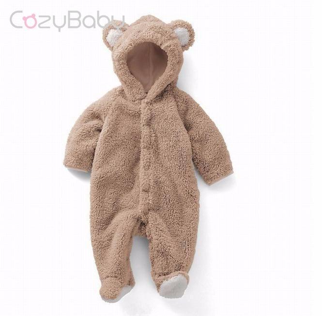 Cute Baby Bear Design Long Sleeve Jumpsuit Warmming Footed Romper ...