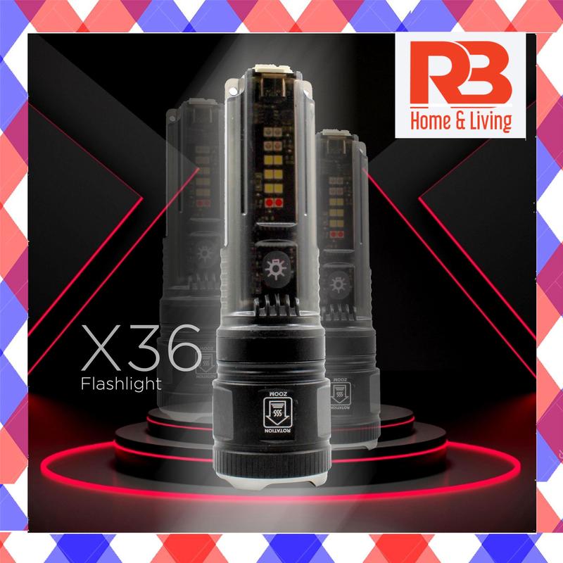 Flashlight X36 XHP50 LED 7 Modes Transparent Torchlight with - TikTok ...