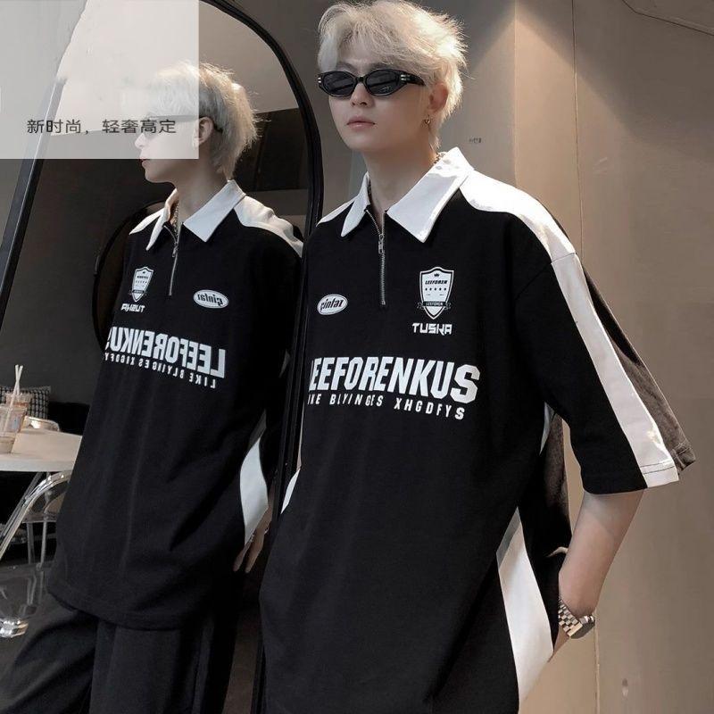 Kemeja Polo Zip, Gaya Ins Amerika, Jalan Tinggi, Baju-T Lengan - TikTok ...