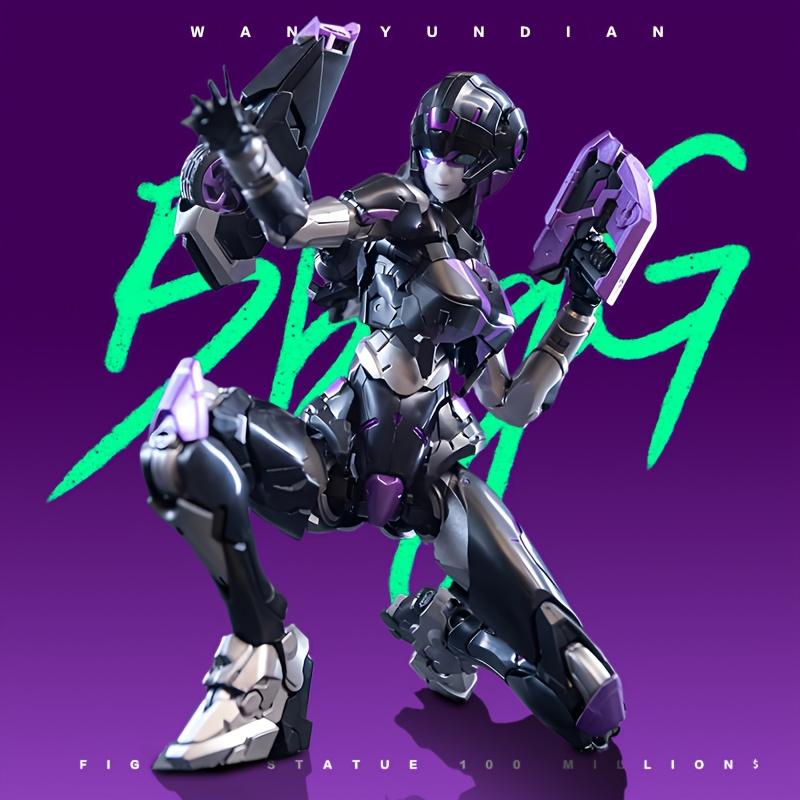 Dark Mecha Girl Figure – Purple-accented armor, premium anim - TikTok Shop