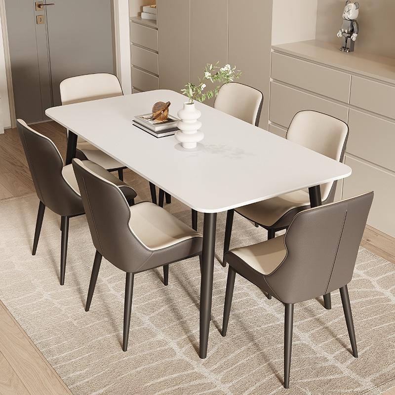 SG Sales Pure White Stone Plate Dining Table Modern Simple Home ...